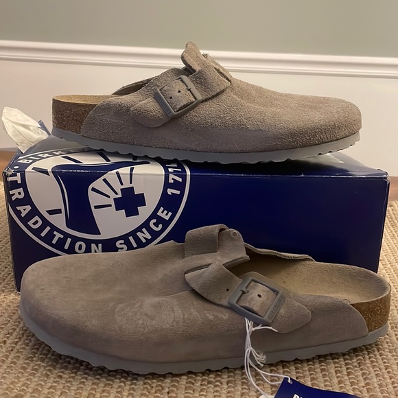Birkenstock | Shoes | Birkenstock Boston Suede Stone Coin | Poshmark